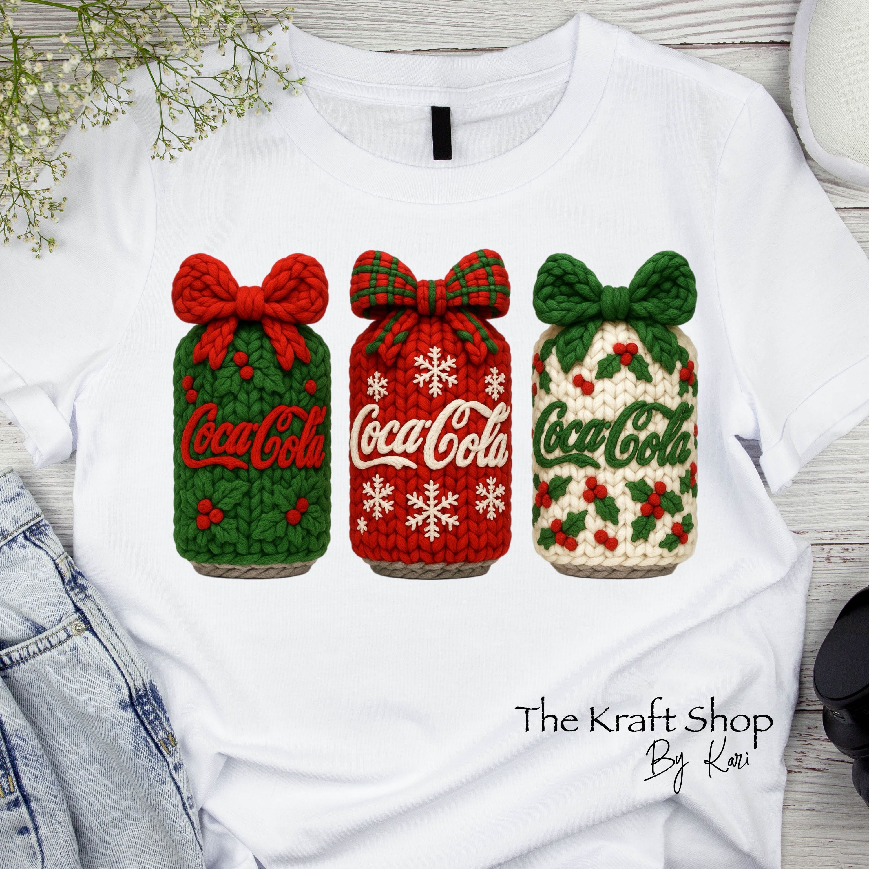DTF ready to press transfer Yarn Coke crochet look shirt decal DTF Pri ...