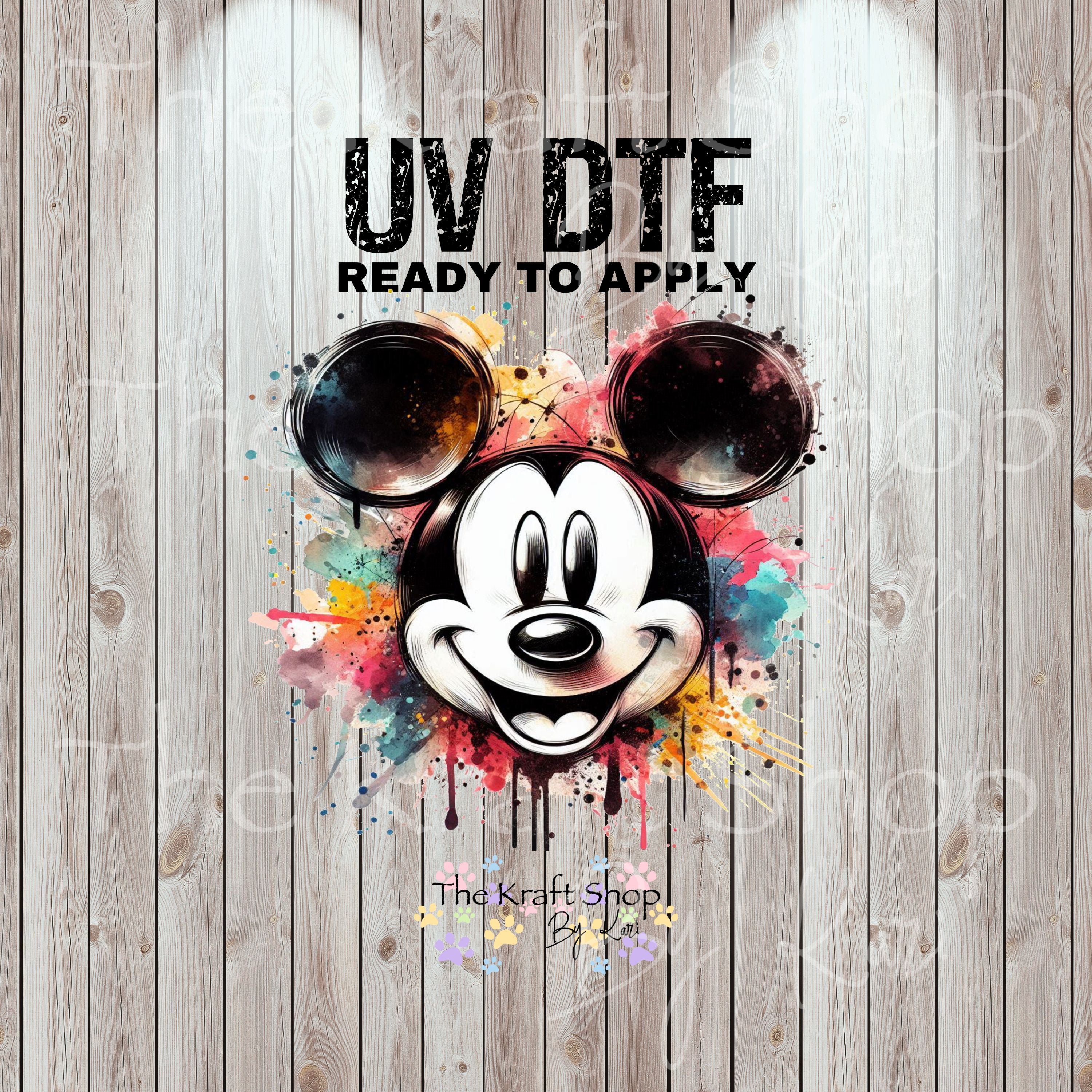 UV DTF Sticker print. Mick Head Paint Splatter image permanent sticker ...
