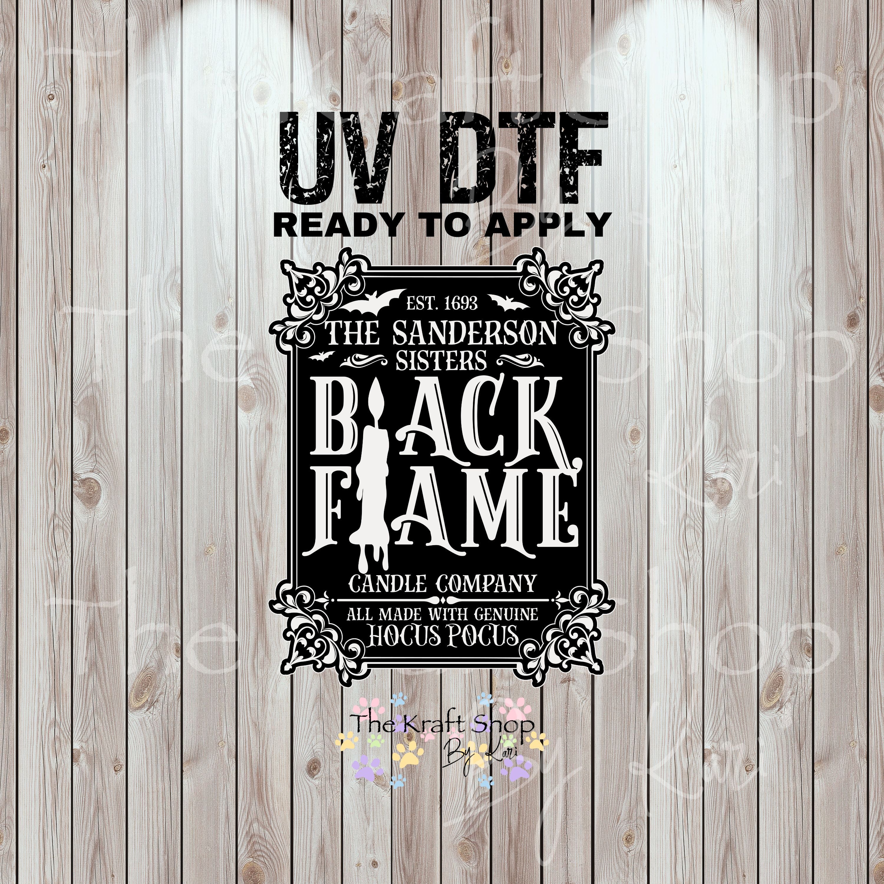 UV DTF Sticker print Black Flame Sanders sisters Halloween decal, tumb ...