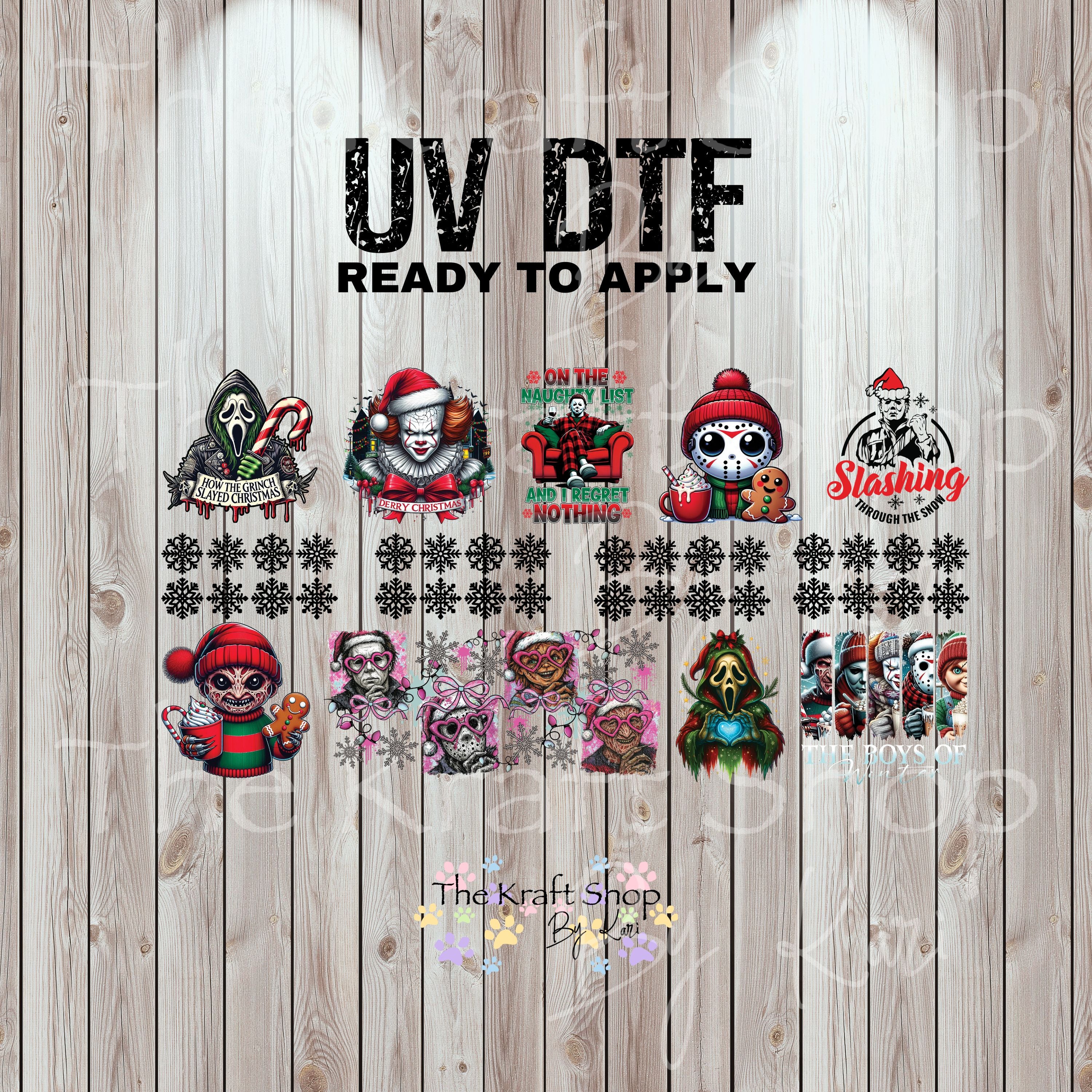 UV DTF Sticker print. Horror Christmas 23x12 Mini Gang sheet Sassy dec ...