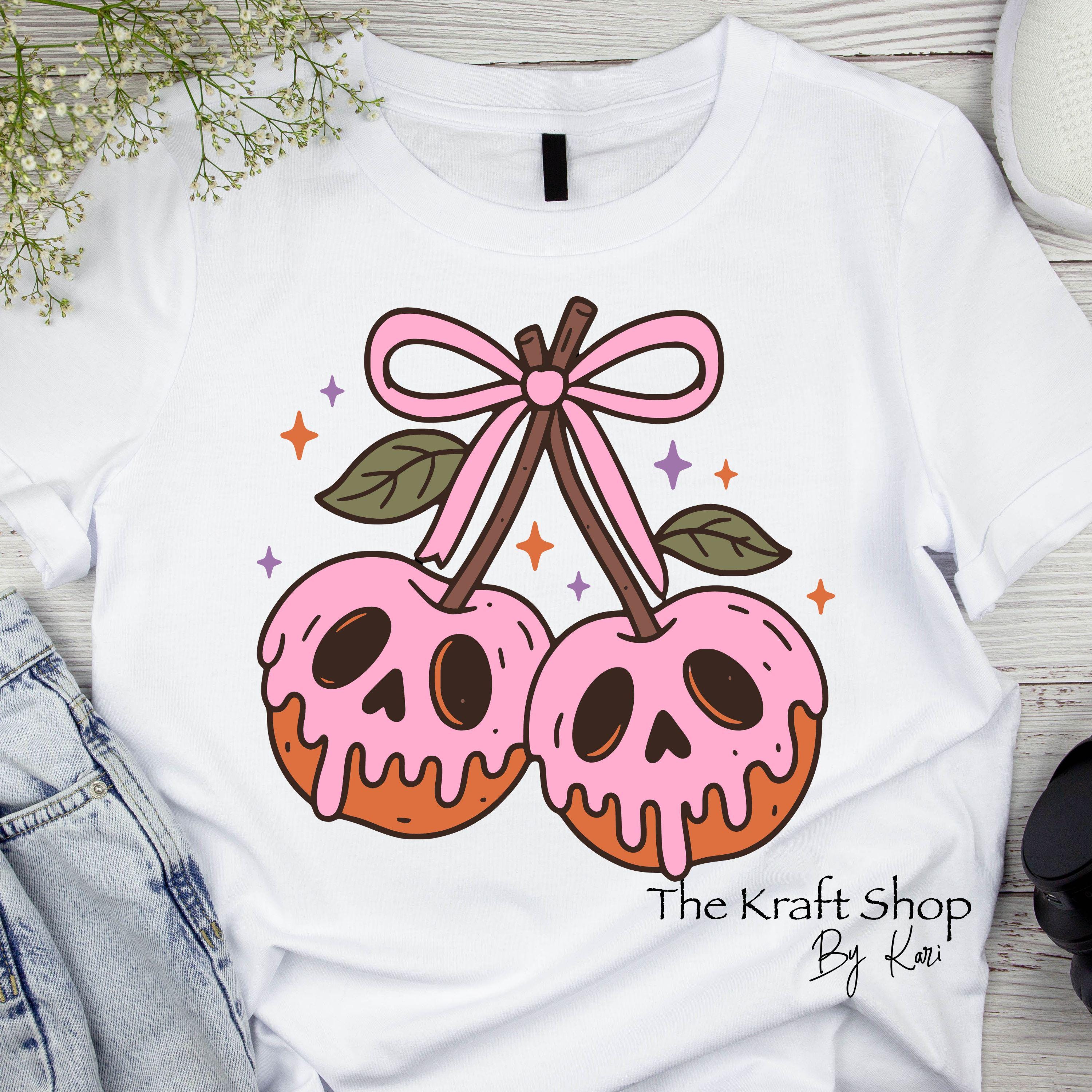 DTF ready to press transfer Poison cherry with pink bow skull face got ...