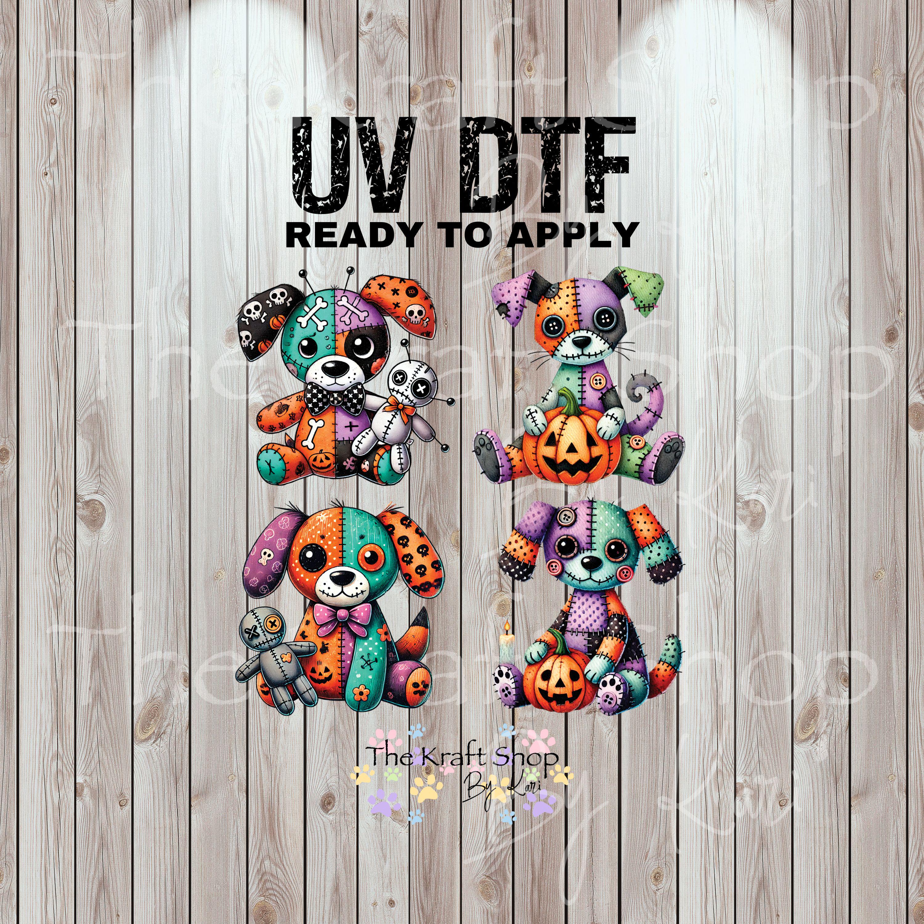 UV DTF Sticker prints. Patchwork Voodoo Dog Dolls 4 pk, permanent stic ...