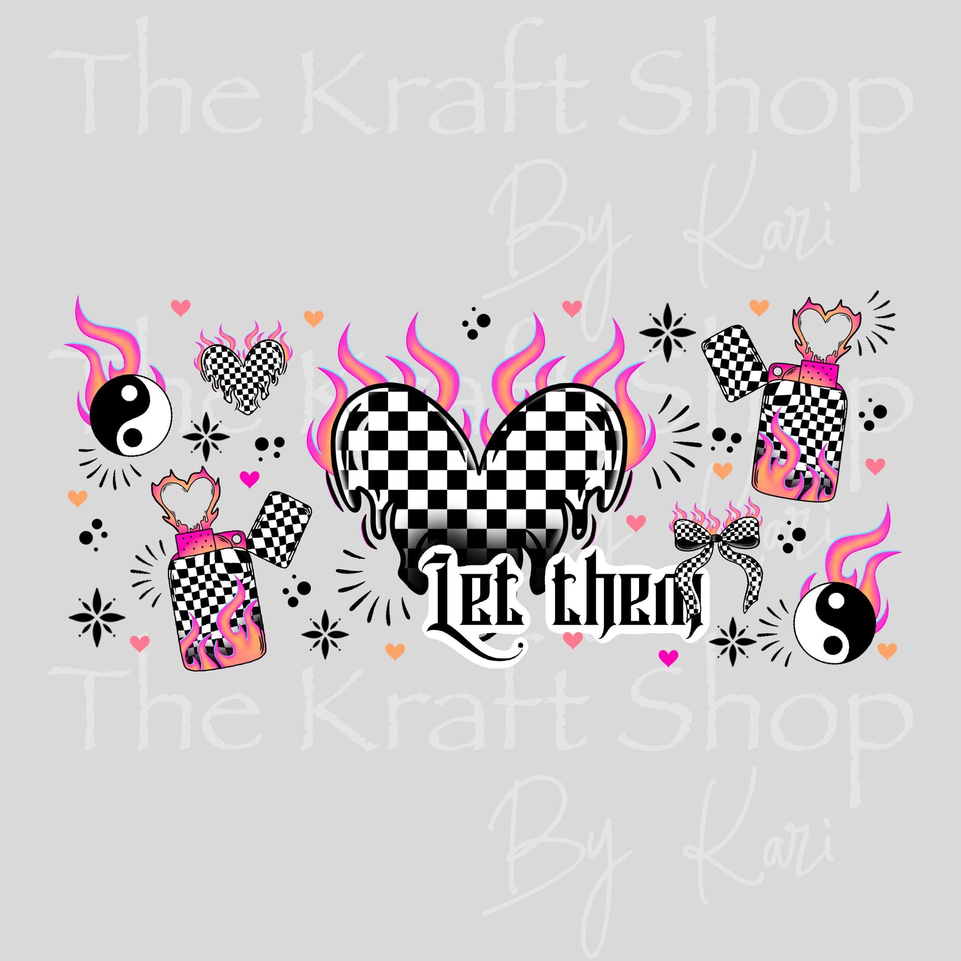 UV DTF Sticker print. Checkered Let them glass can wrap decal, tumbler ...